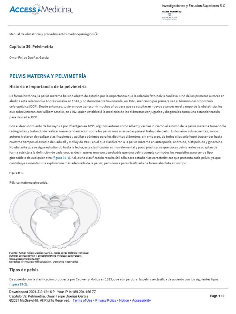 Capítulo 39 - Pelvimetría | PDF | Pelvis | Sistema esquelético
