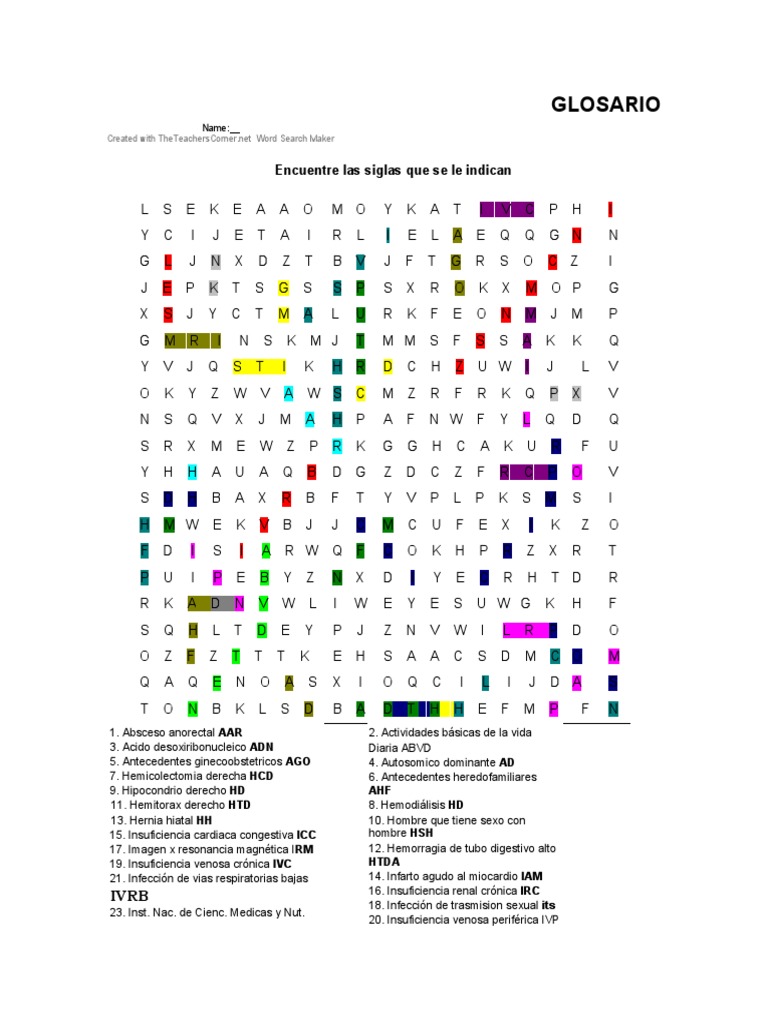 Sopa de Letras 1 Nutricion Hospitalaria | PDF