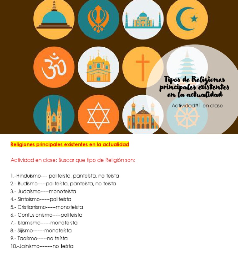 Tipos de Religiones Principales Existentes en La Actualidad | PDF