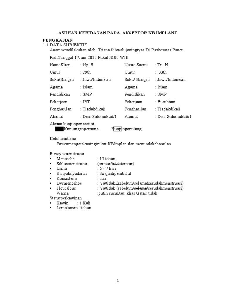 Asuhan Kebidanan untuk Akseptor KB Implant | PDF
