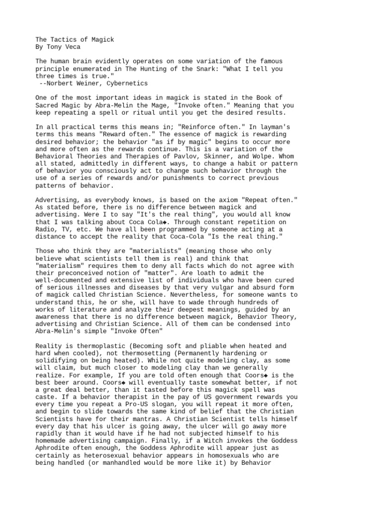 The Tactics of Magick | PDF | Reality | Sexual Intercourse