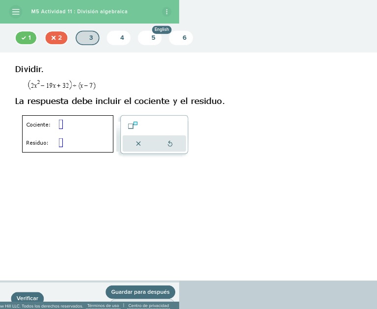 División algebraica: cociente y residuo | PDF