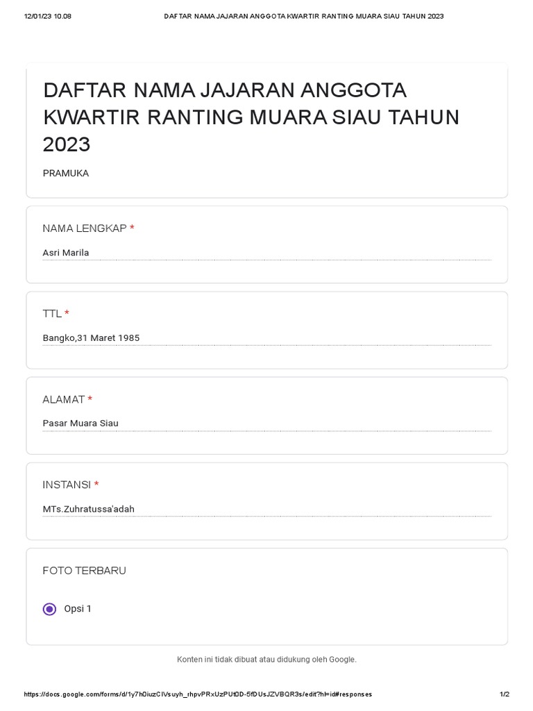 Formulir Tanpa Judul - Google Formulir - PDF R | PDF Formulir Tanpa Judul - Google Formulir - PDF R | PDF