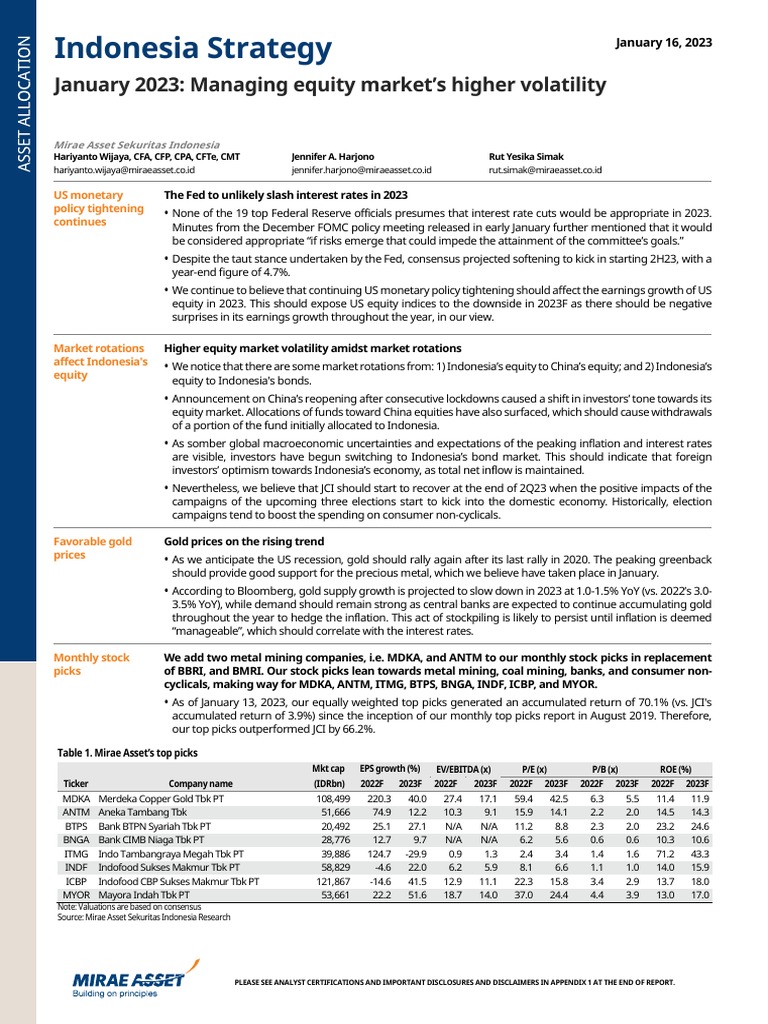 Mirae Asset Sekuritas Indonesia Monthly Strategy January 2023 Final 38d84cc15e | PDF | Inflation ...