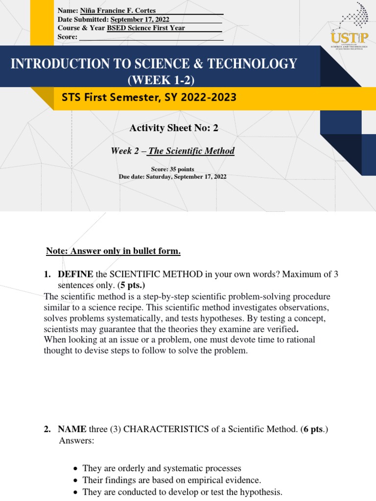 Cortes - Group 1 - WEEK 1-2 - GROUP ACTIVITY-2-The Scientific Method ...