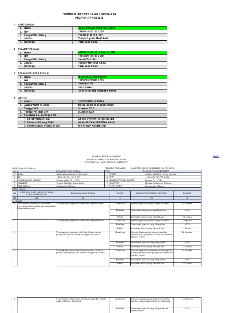 02 - 1. Form SKP JA Kuantitatif Nana Perlaporan | PDF