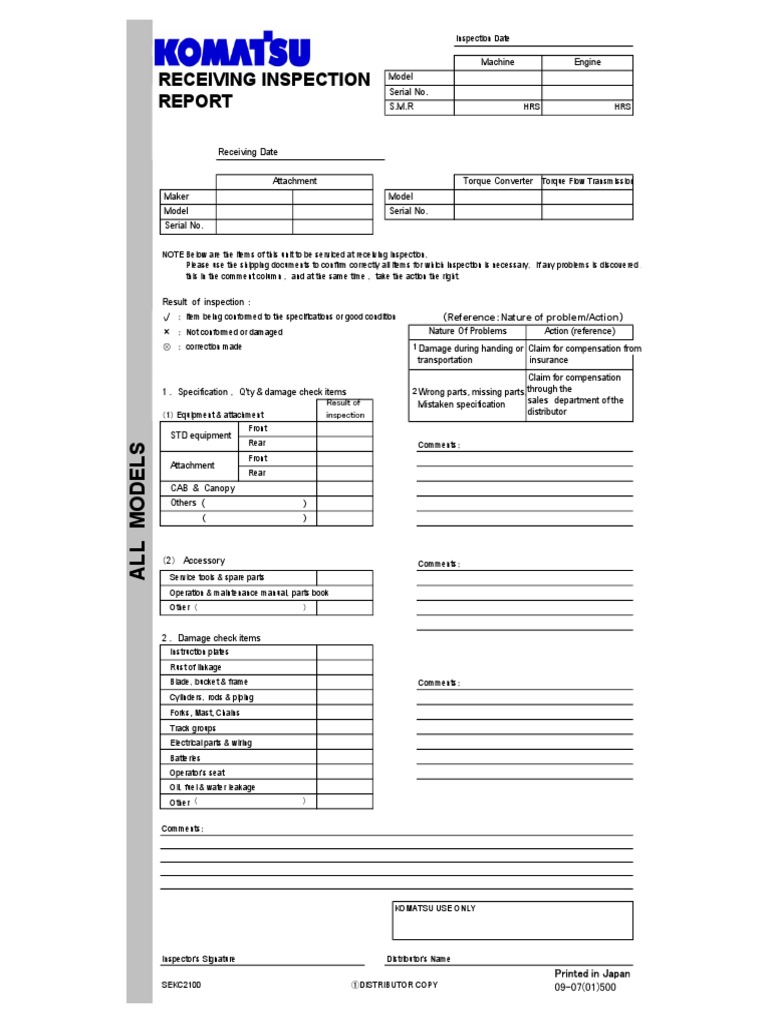 Machine Receiving Inspection | PDF