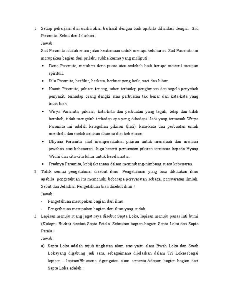 Konsep Hindu: Sad Paramita & Sapta Loka | PDF