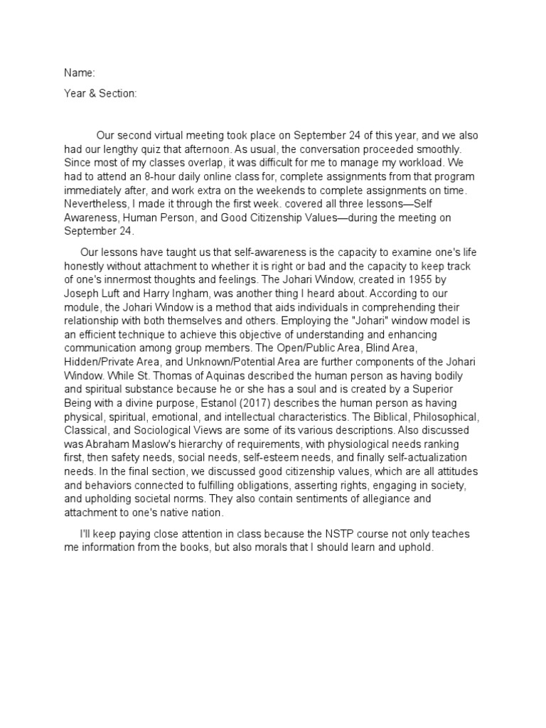 NSTP Reflection Paper | PDF