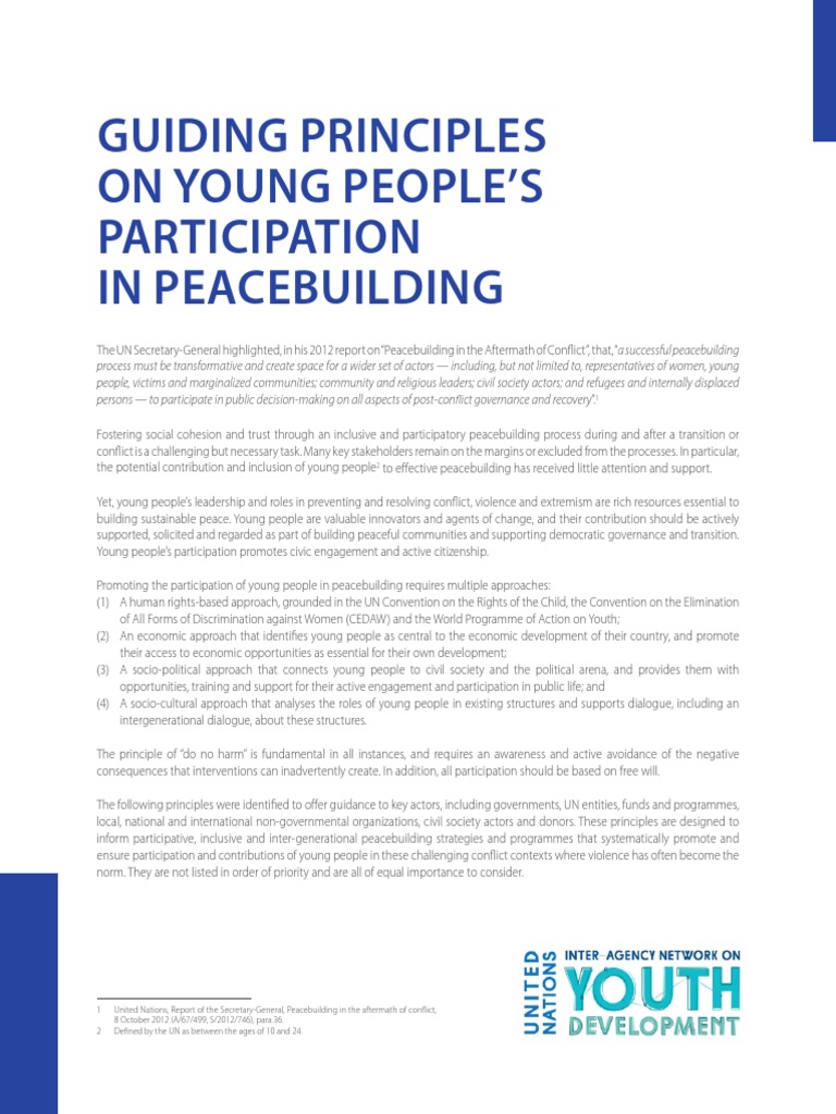 Guiding Principles On Young People's Participation in Peacebuilding - 1 ... Guiding Principles On Young People's Participation in Peacebuilding - 1 ...