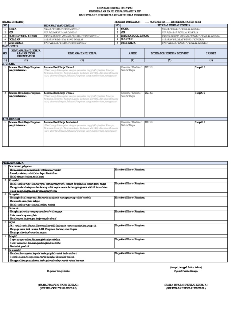 Template SKP Tahun 2022 JAJF | PDF