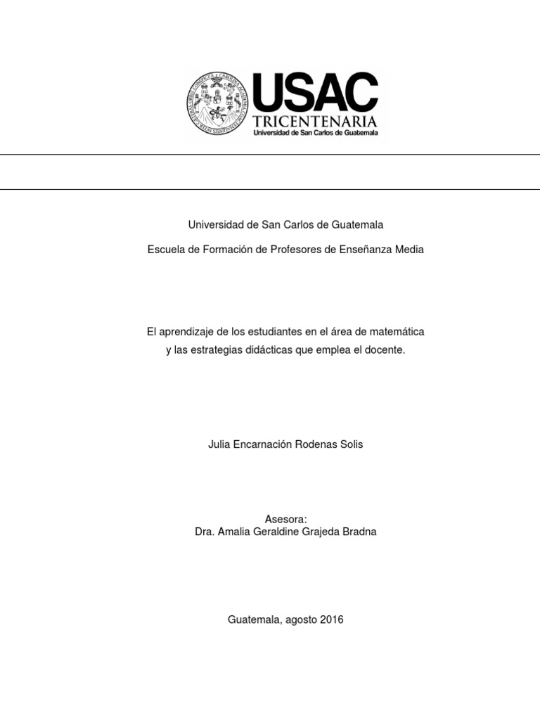 Tesis de Matemática Efpem | PDF | Método de enseñanza | Aprendizaje