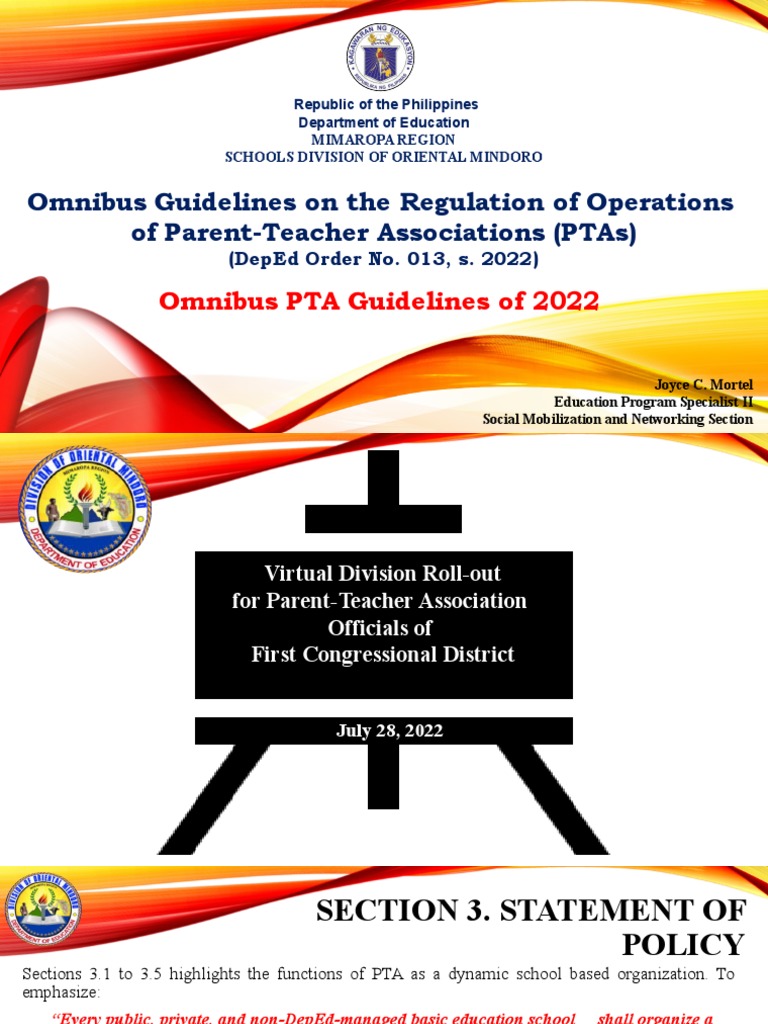 Joyce C. Mortel PTA Omnibus Guidelines | PDF | Government | Justice