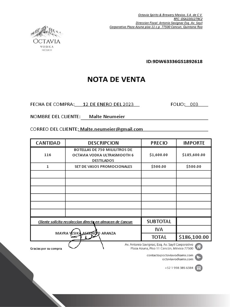 Nota de Venta 3 | PDF