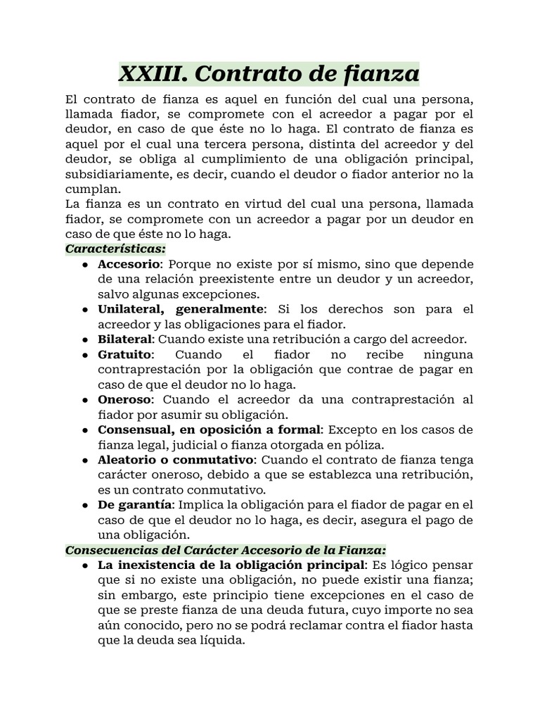 Contrato de Fianza | PDF | Garantía | Derecho empresarial