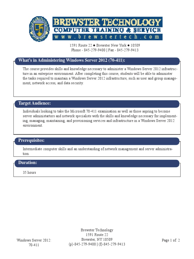 Windows Server 2012 Administration Training: Skills and Knowledge for ...