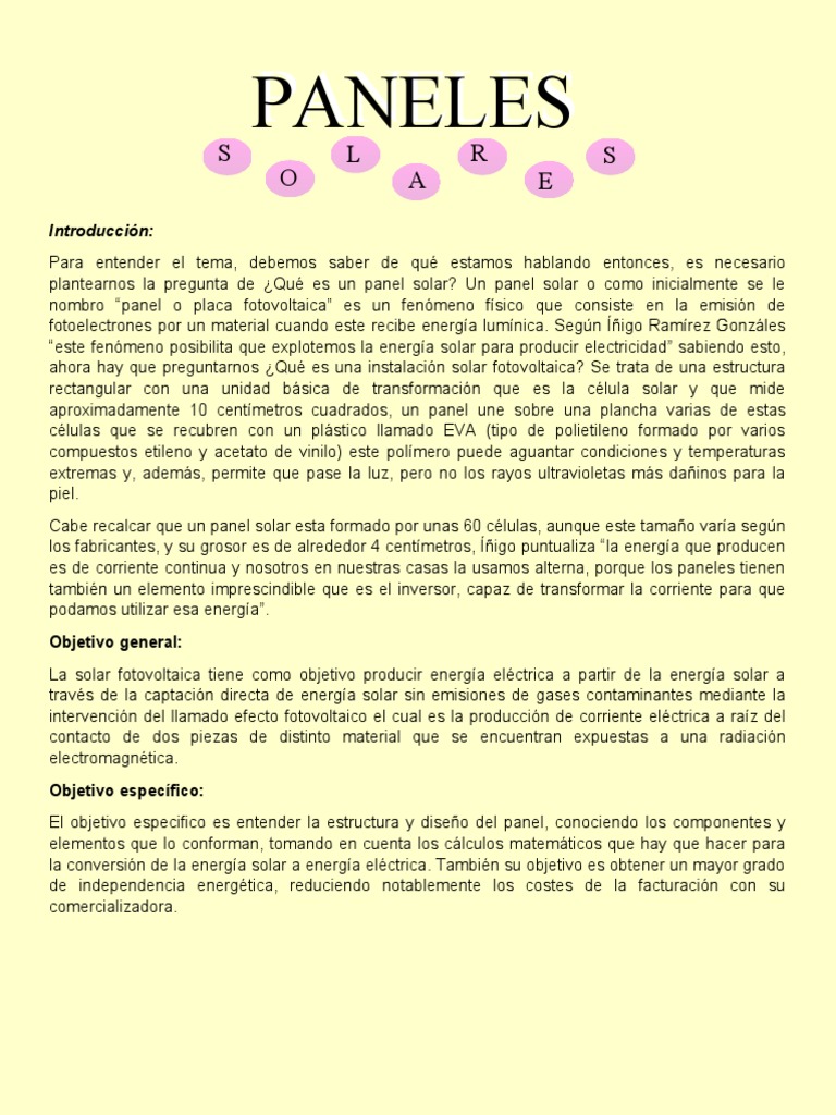 Paneles Solares | PDF | Panel solar | Célula solar