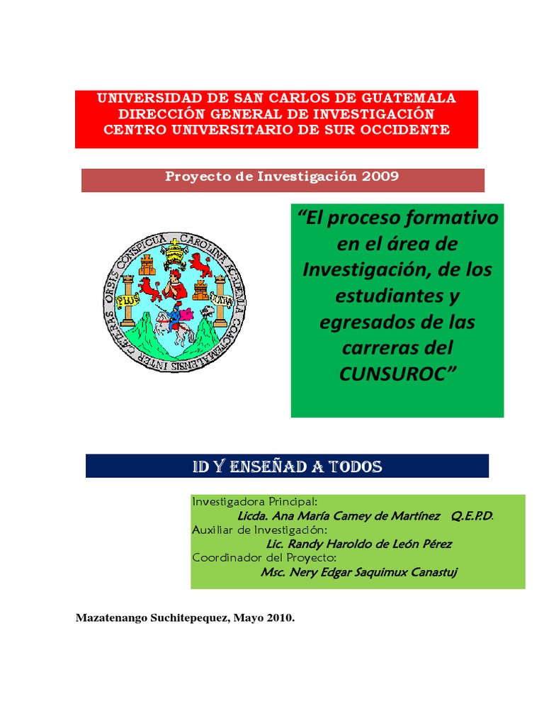Tesis Usac Proceso de Investigación | PDF | Plan de estudios | Conocimiento