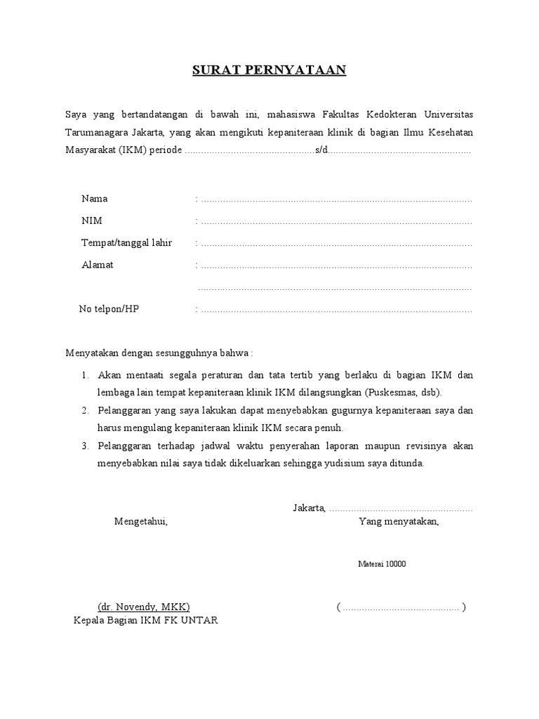 Formulir Surat Pernyataan | PDF