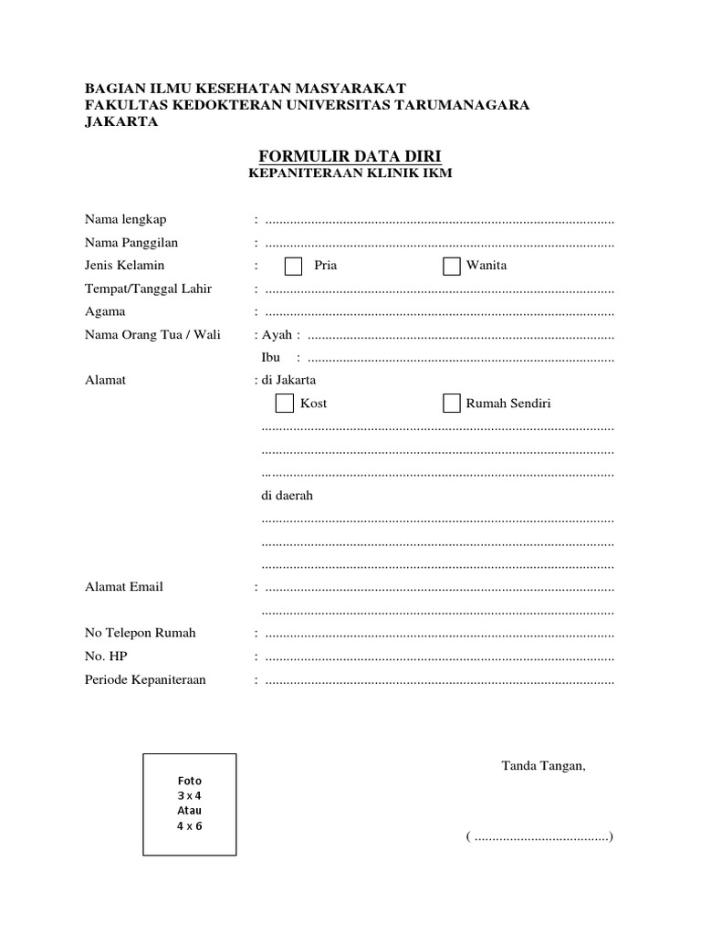 Formulir Data Diri | PDF