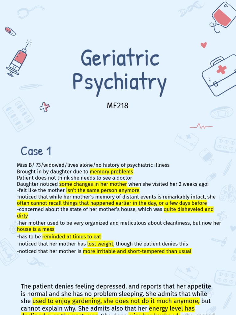 Geriatric Psychiatry Group C | PDF | Major Depressive Disorder | Dementia