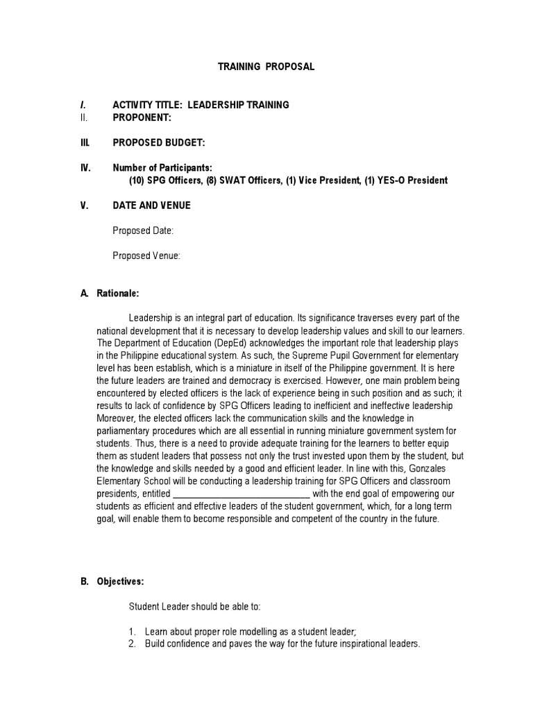 Training Proposal | PDF | Leadership | Cognition