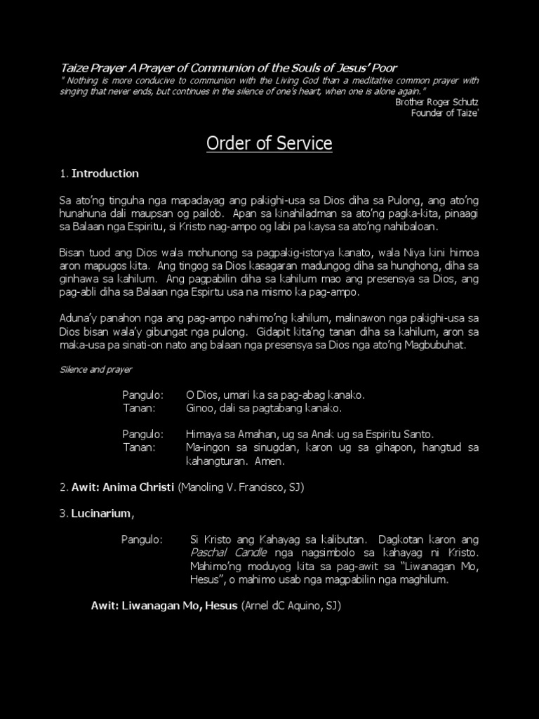 The Taize Master Guide | PDF