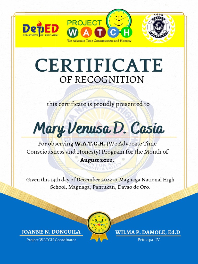 Teacher Cert-Project Watch | PDF