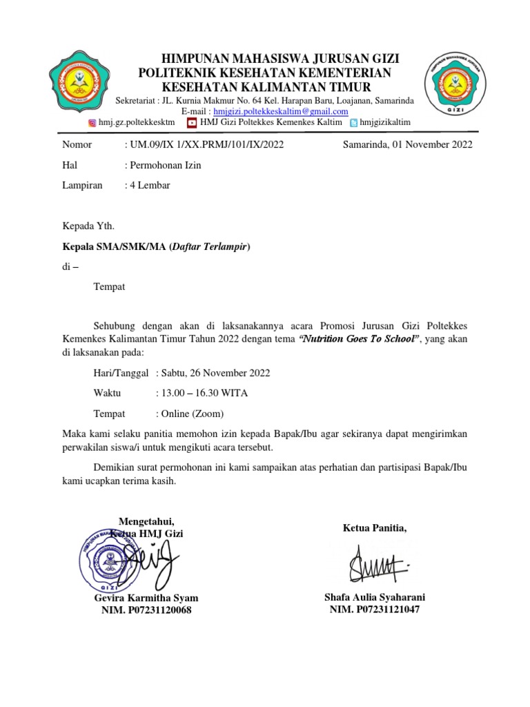 Surat Permohonan Sekolah | PDF