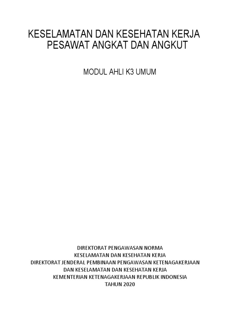 09 Modul Ahli K3 Umum Norma K3 Pesawat Angkat Dan Angkut | PDF