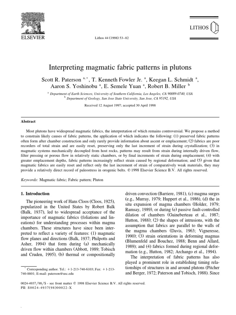 Interpreting Magmatic Fabric Patterns in Plutons | PDF | Igneous Rock ...
