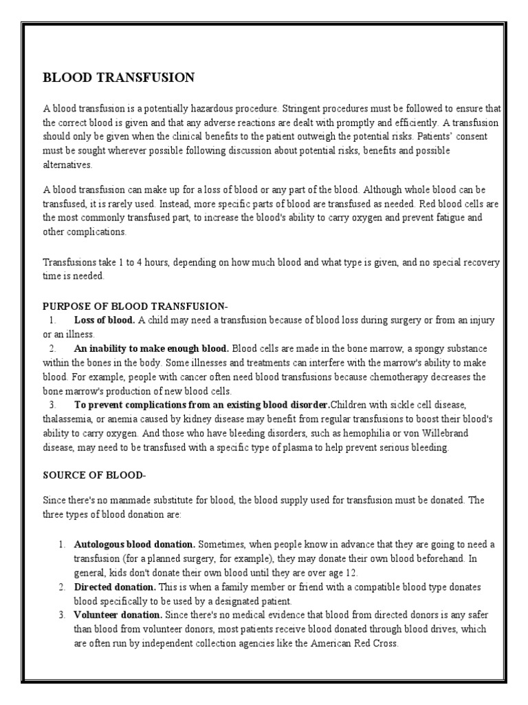 Blood Transfusion | PDF