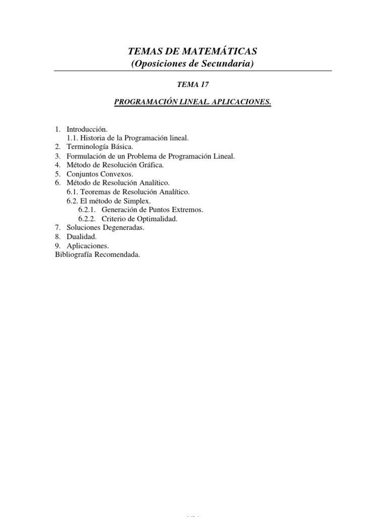 Tema 17 | PDF | Programación lineal | Conjunto convexo