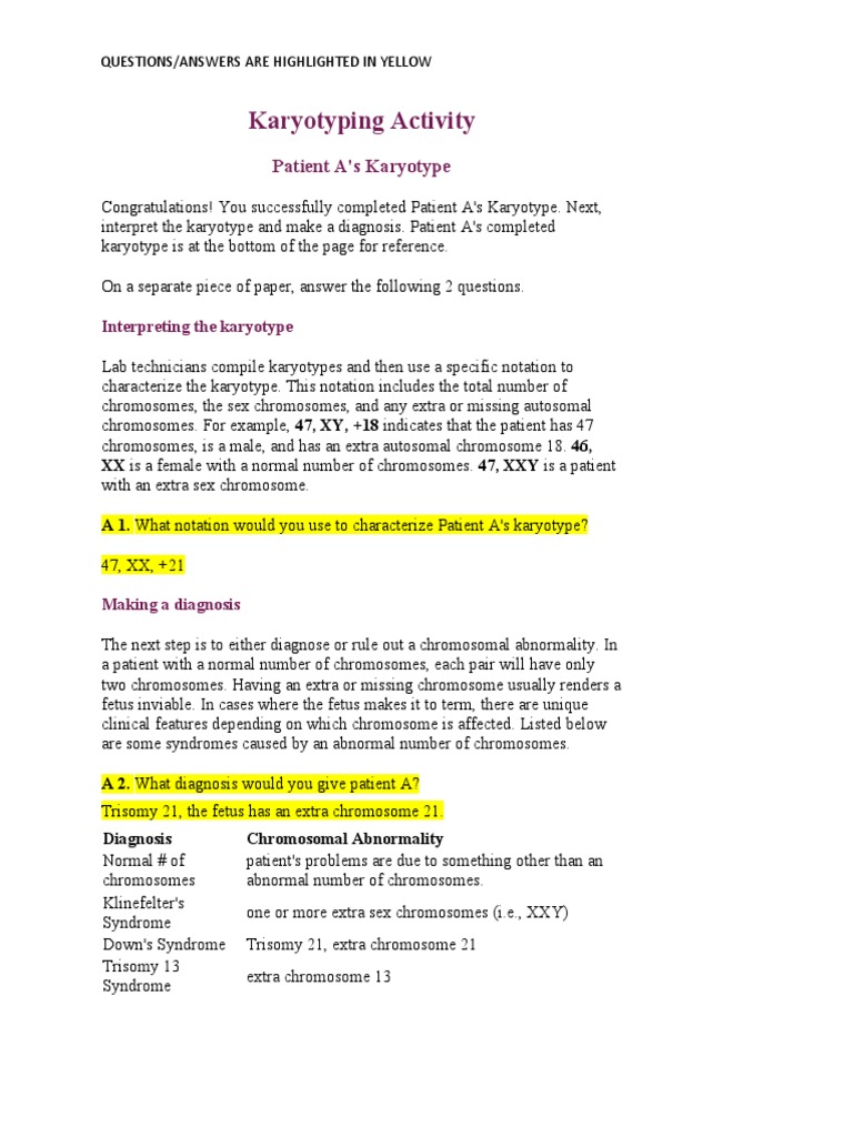 Karyotyping Activity Week 2 - Ian Sibal | Download Free PDF | Karyotype ...