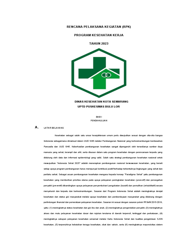 Rencana Kegiatan Kesehatan Kerja 2023 | PDF