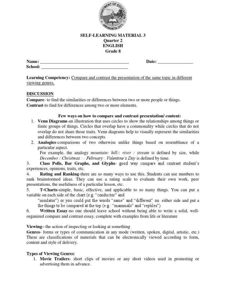 Grade 8 English Q2 Episode 3 SLM | PDF