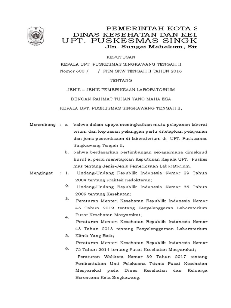 SK Jenis-Jenis Pemeriksaan Lab | PDF