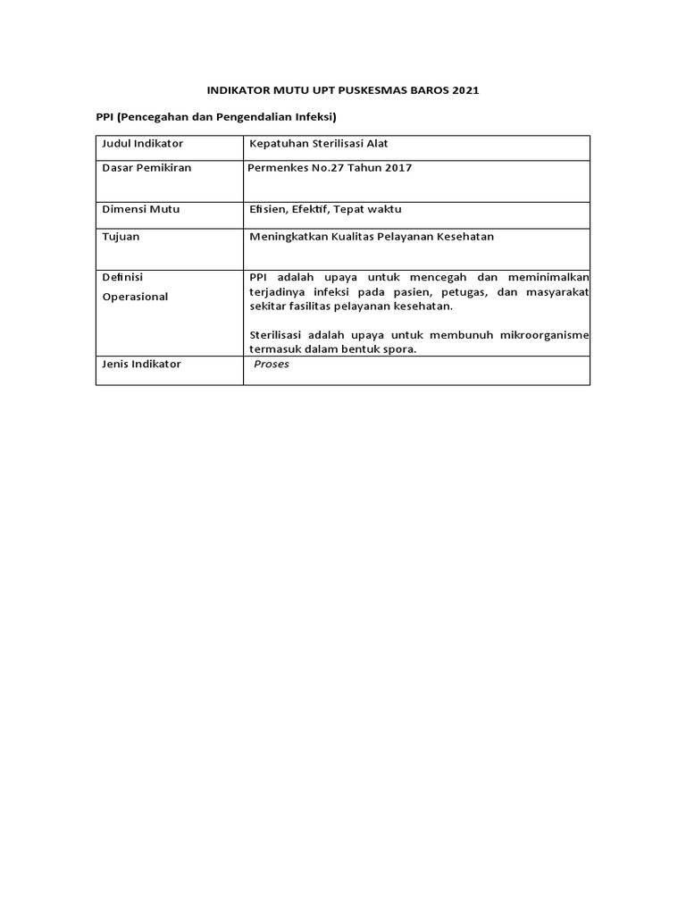 Indikator Mutu Ppi | PDF
