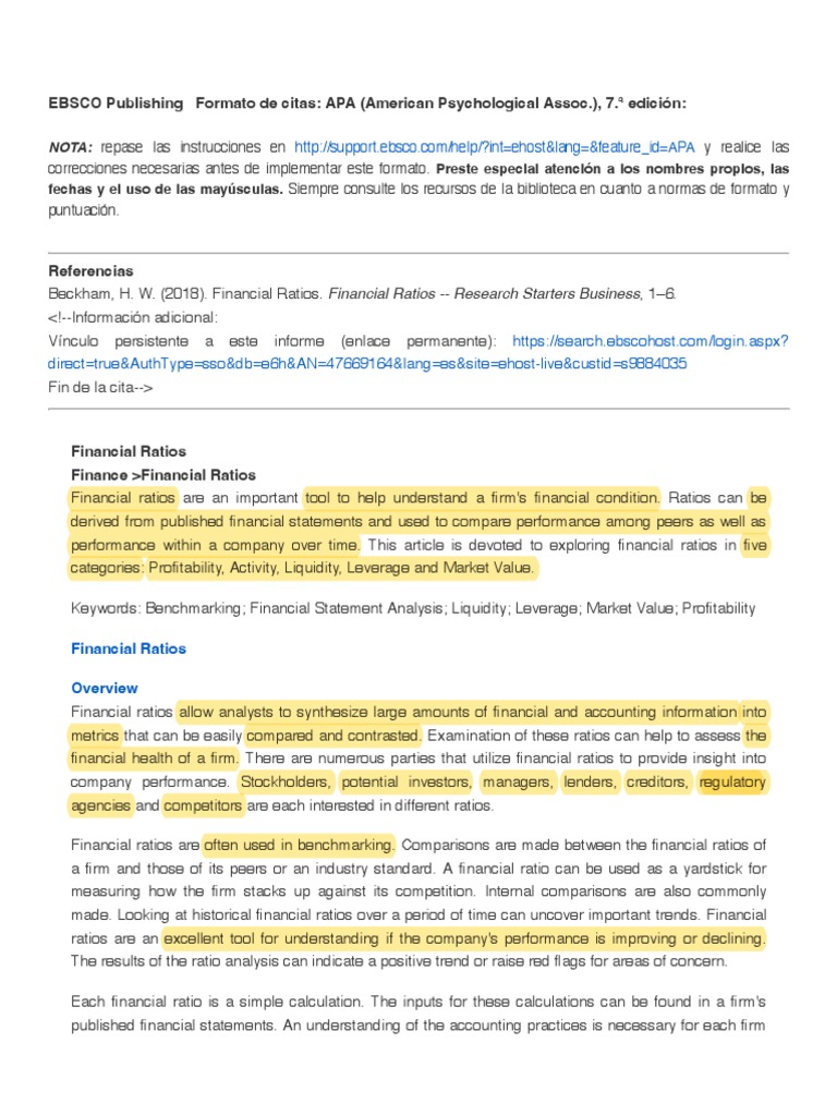 Financial Ratios | PDF