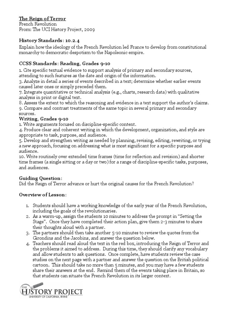 10.2 Lesson Reign Terror | PDF | Reign Of Terror | Maximilien Robespierre