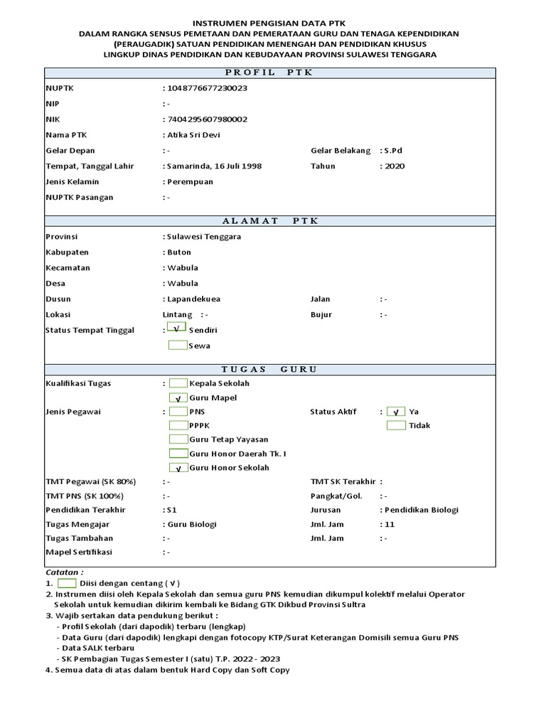 Form. SIAP GTK | PDF