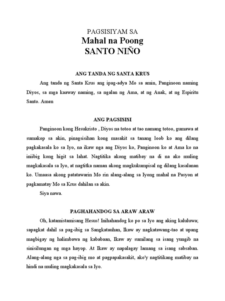 Nobena Kay Santo Nino | PDF