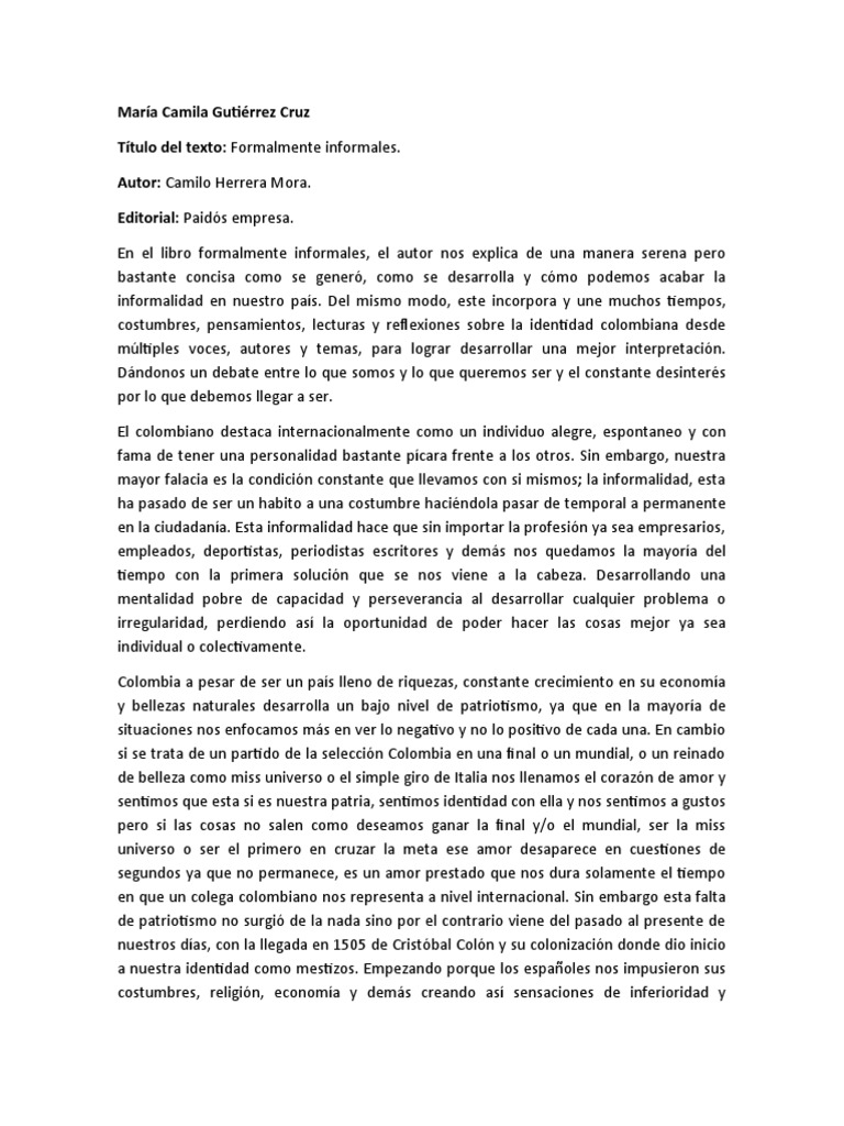 Camila Formalmente Informales | PDF | Colombia | Impuestos