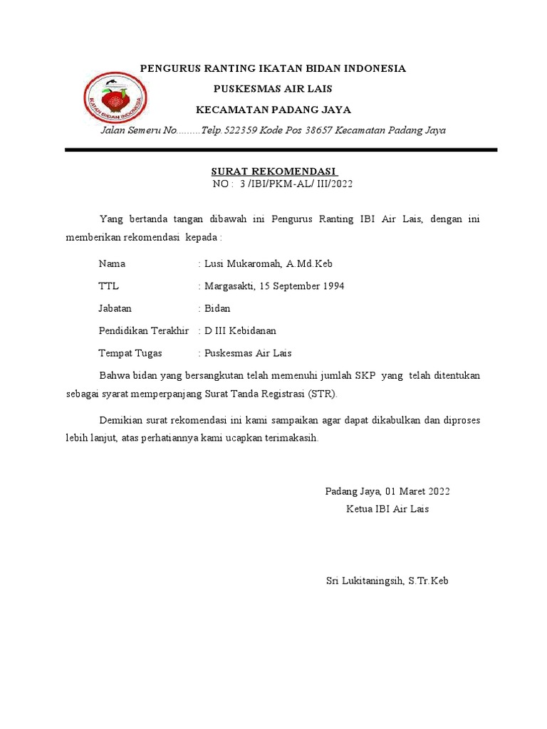 Surat Keterangan Dari IBI | PDF