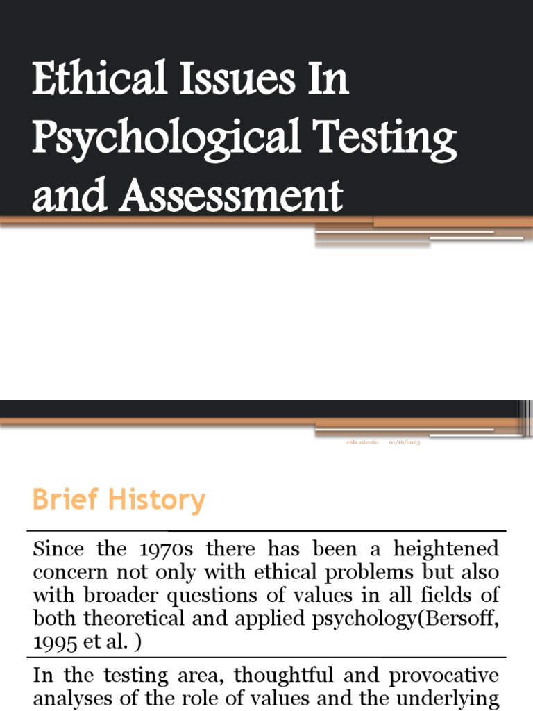 Ethical Issues in Psychological Testing and Assessment | PDF ...