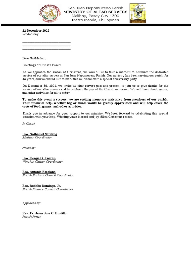 MOAS Solicitation Letter (For Signature) | PDF
