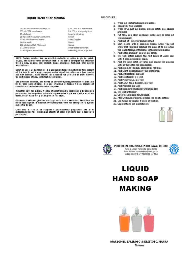 Liquid Hand Soap Manual 3L | PDF | Chemical Substances | Products Of Chemical Industry