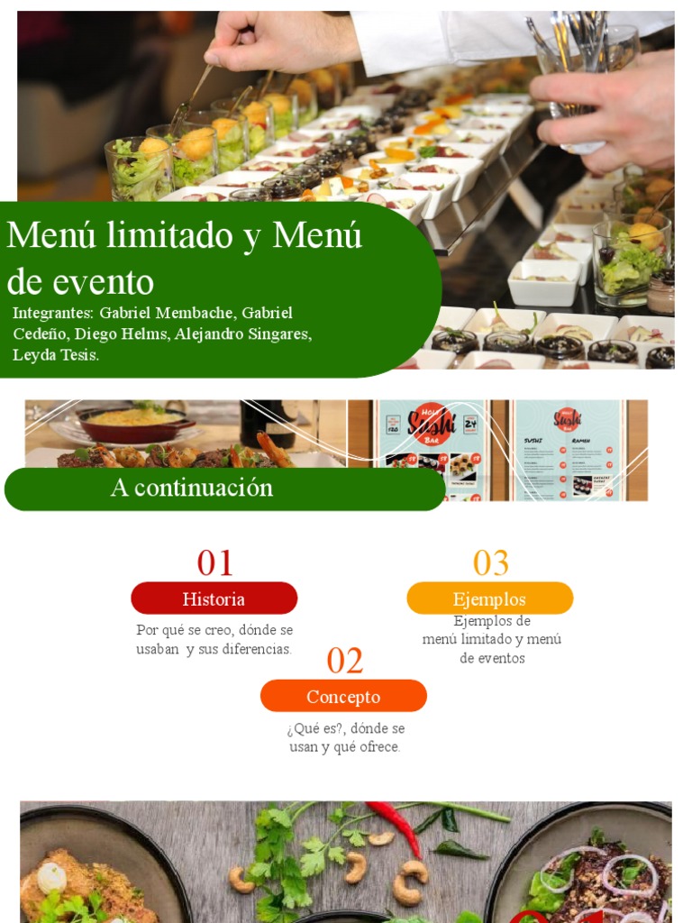 Ejemplos de Menús para Eventos y Almuerzos | PDF | Menú | Comida y bebida