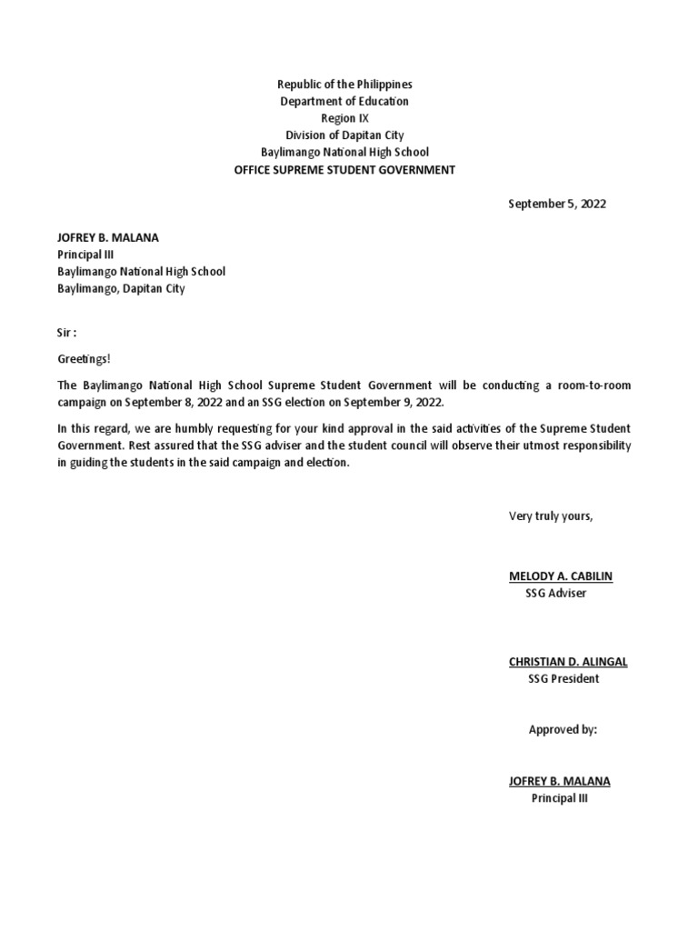 Request for Approval of Upcoming Room-to-Room Campaign and SSG Election ...