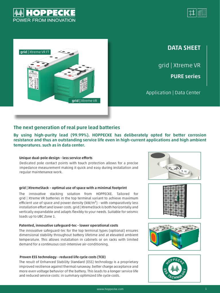 Xtreme VR Battery Data Sheet | PDF | Electrical Grid | Data Center